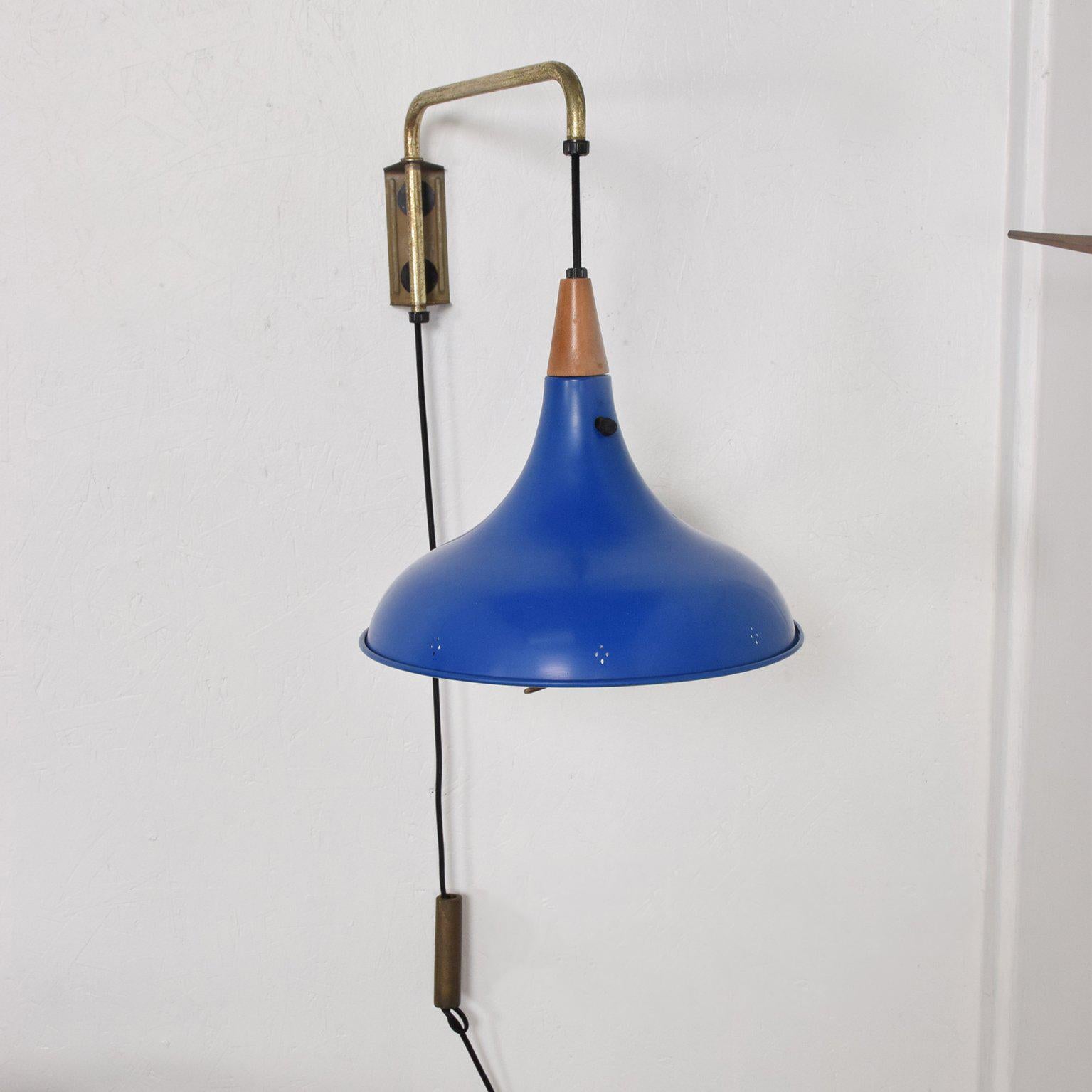 Mid-Century Modern Wall Sconce with Blue Oversize Shade at 1stDibs