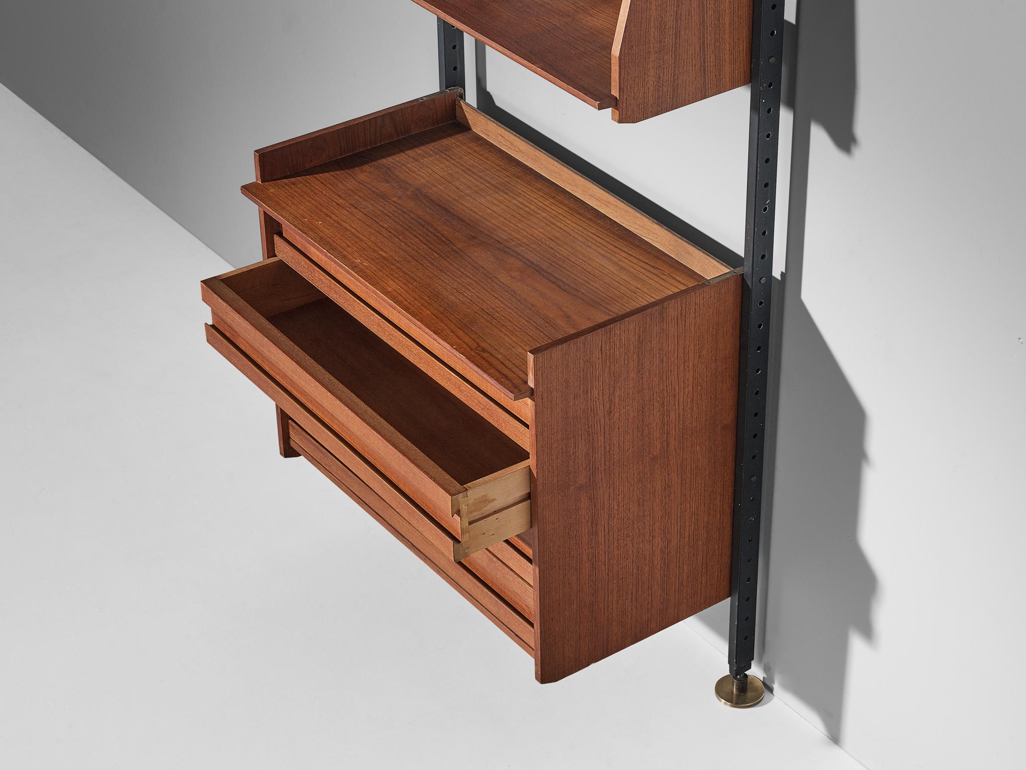 Mid-Century Modern Wall Unit in Teak and Steel For Sale at 1stDibs