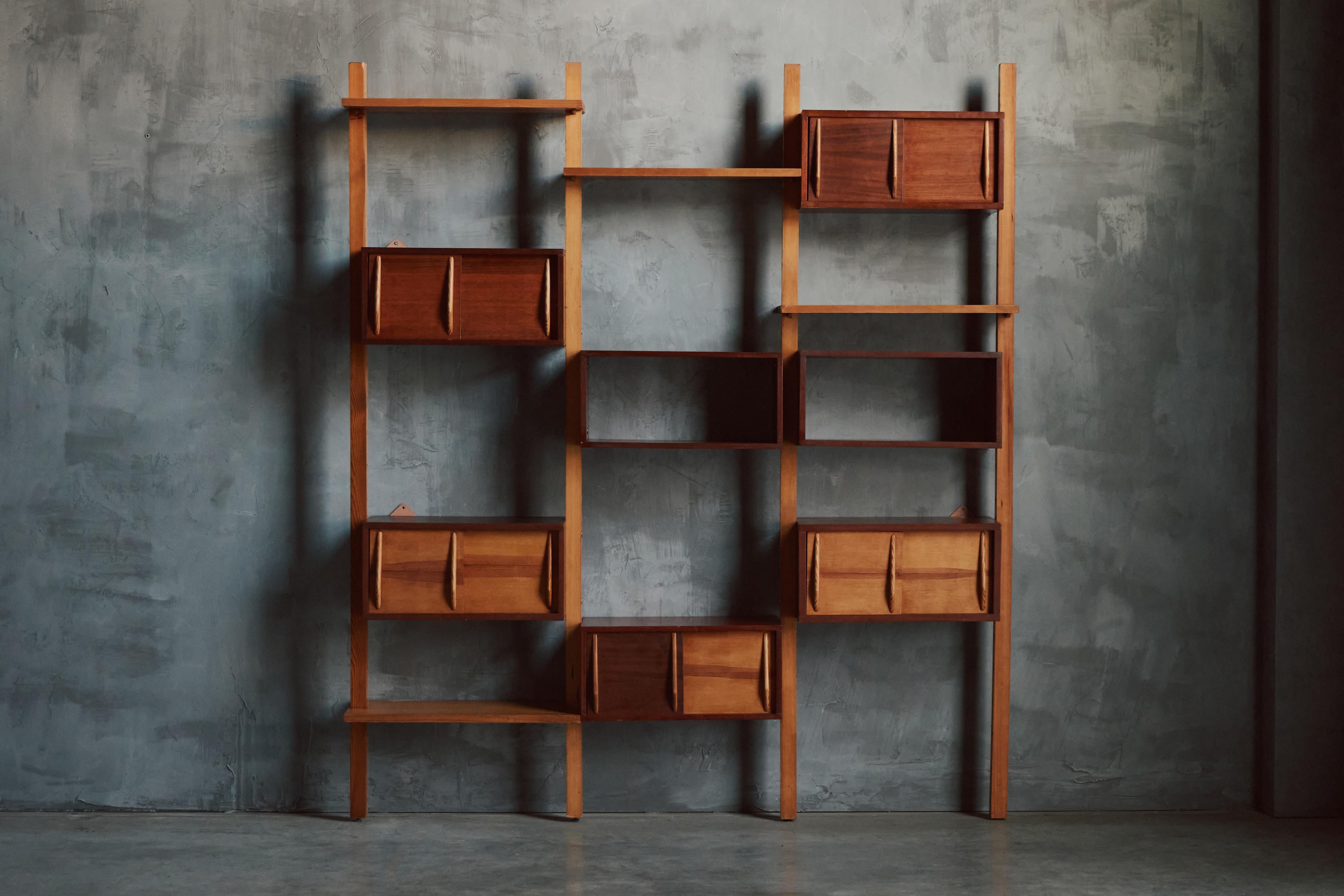 Mid-century Modern Wall Unit in the Style of Charlotte Perriand, France ...