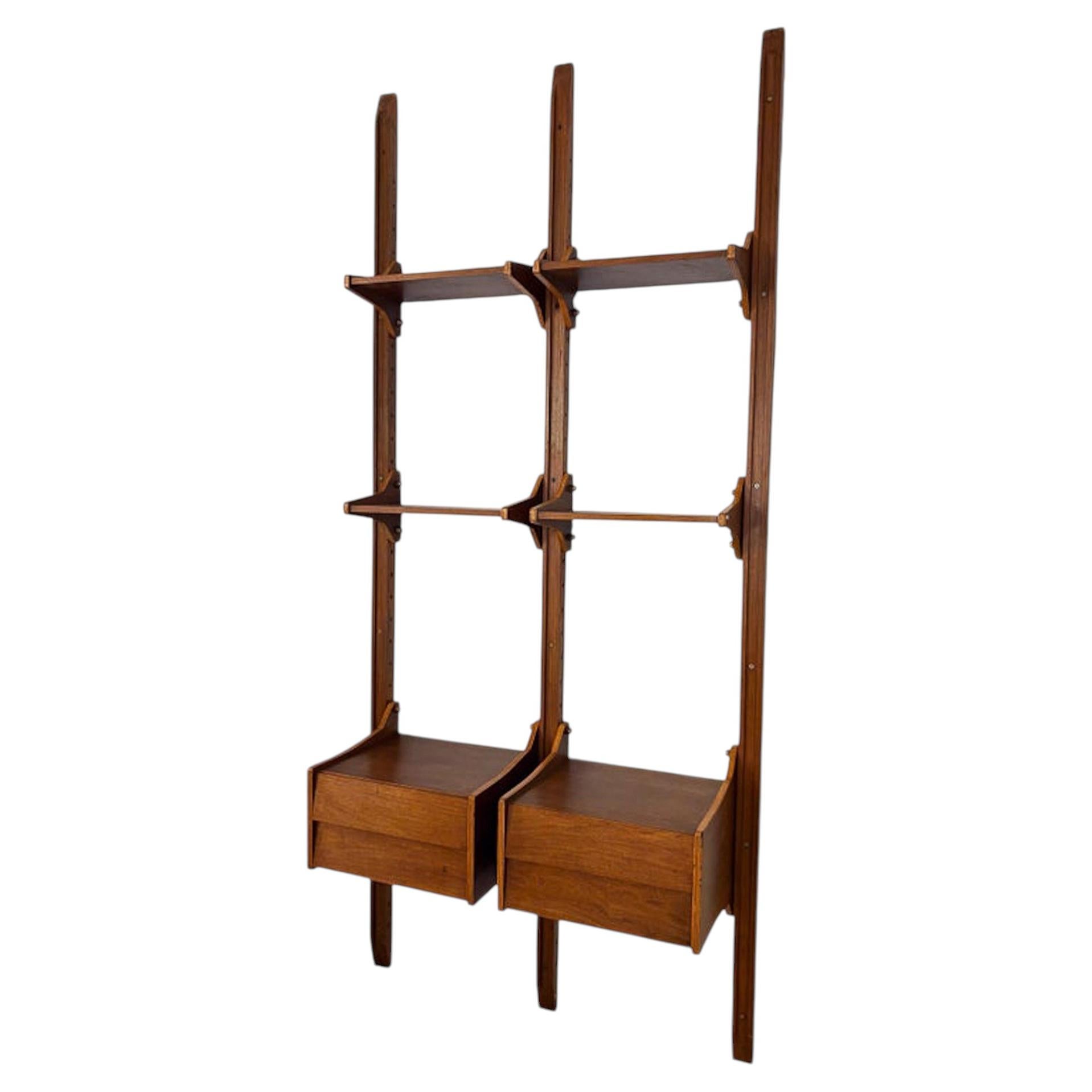 Italian Mid-Century Custom-Made Architectural Wall Unit in Mahogany For ...