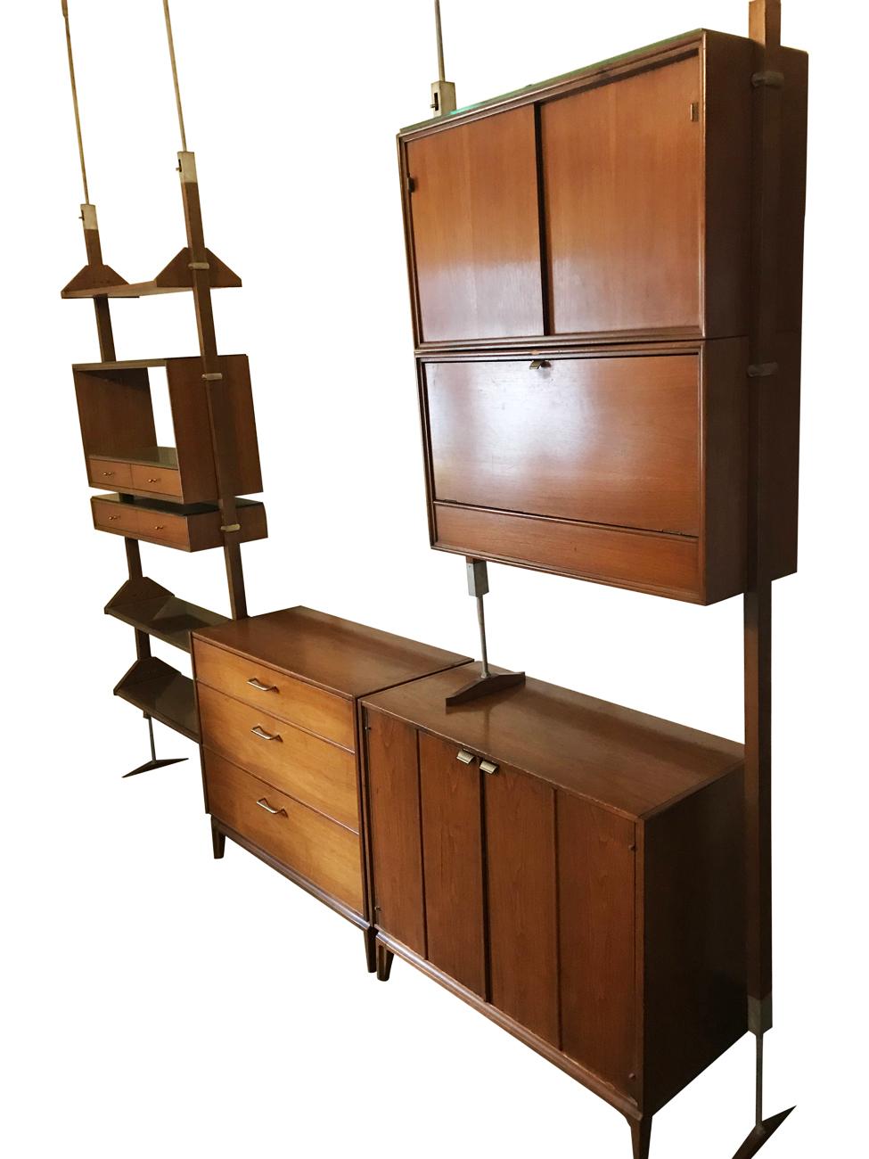 Mid-Century Modern Wall Unit or Shelving Unit in Walnut from Germany at ...