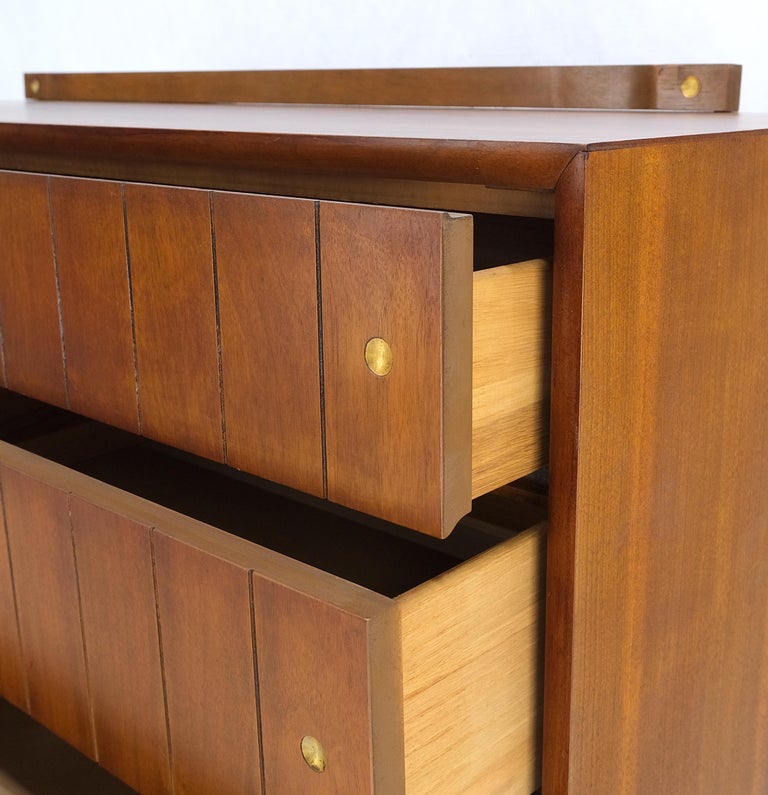 Mid-Century Modern Walnut 6 Drawers Dowel Leg Dresser W/ Back Splash ...
