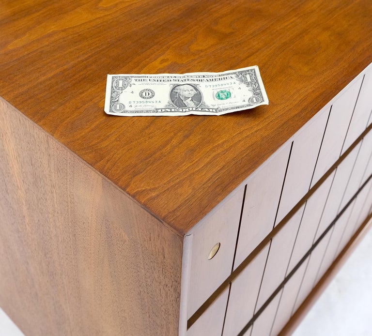 Mid-Century Modern Walnut 6 Drawers Dowel Leg Dresser W/ Back Splash ...