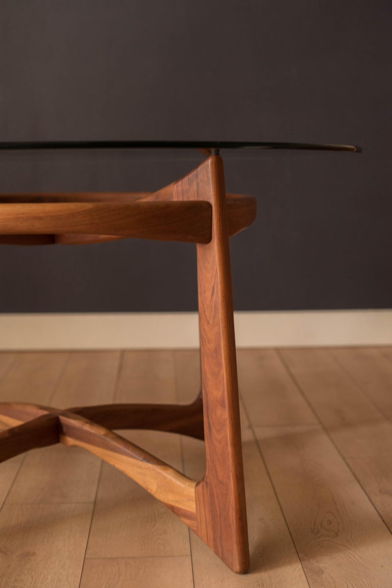 Mid Century Modern Walnut and Glass Compass Dining Table by Adrian ...