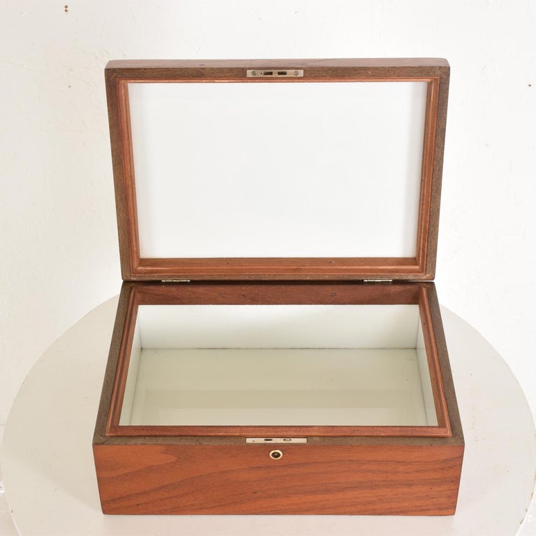 Mid-Century Modern Walnut Box with Copper Ornamentation at 1stDibs