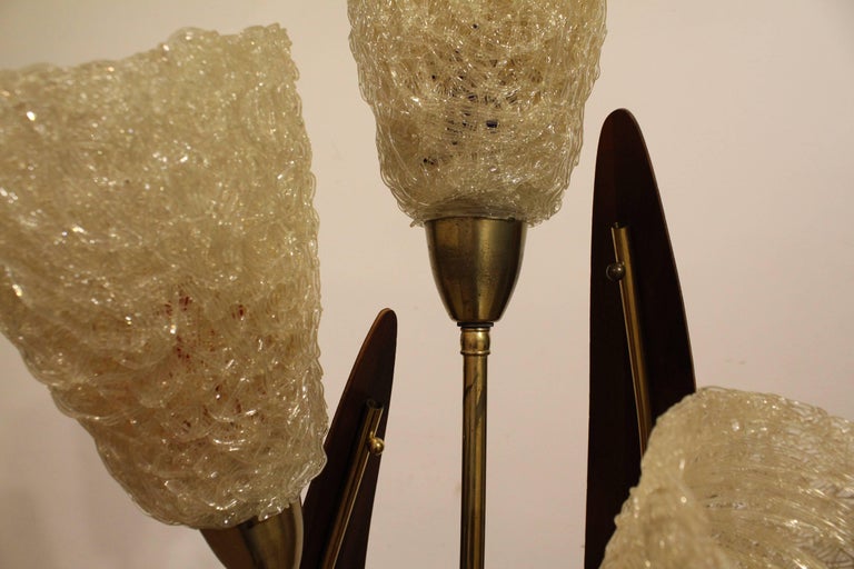 Mid-Century Modern Walnut Brass Spaghetti Three-Way Floor Lamp at 1stDibs