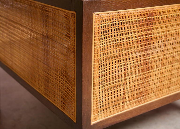 Mid-Century Modern Walnut and Cane Blanket Chest at 1stDibs