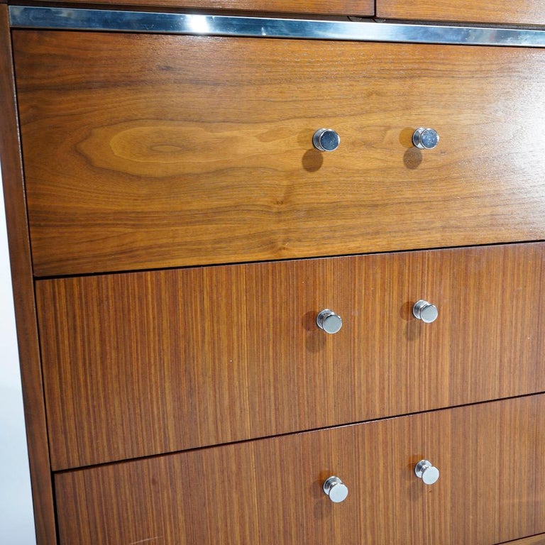 Mid-Century Modern Walnut and Chrome Modular Secretary, Desk, Shelves ...