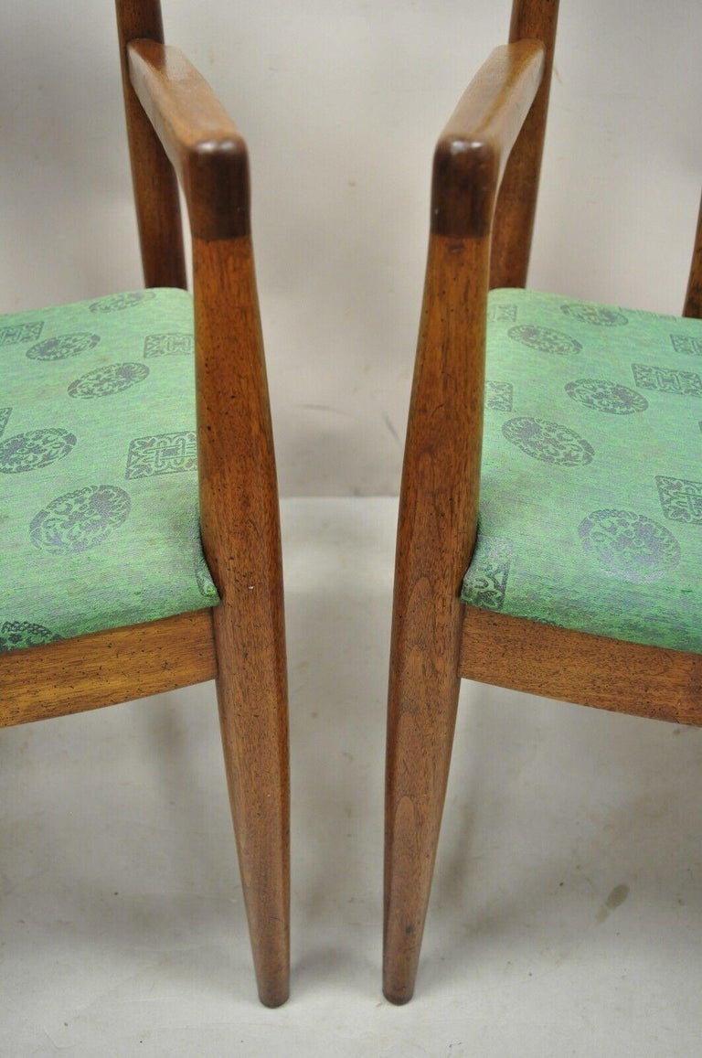 Mid-Century Modern Walnut Curved Angled Back Dining Arm Chairs - a Pair ...