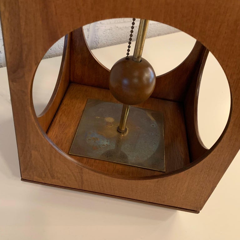 Mid-Century Modern Walnut Cut-Out Cube Table Lamp at 1stDibs