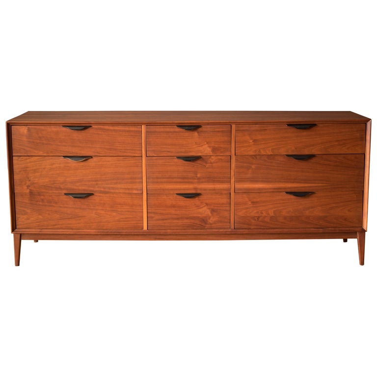 Mid-Century Modern Walnut Dillingham Triple Dresser at 1stDibs