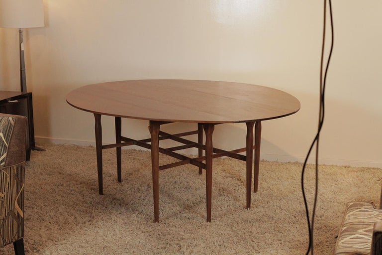 Mid-Century Modern Walnut Drop-Leaf Dining Console Table For Sale at ...