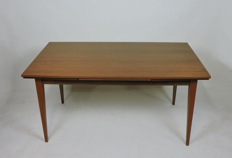 Mid-Century Modern Walnut German Extendable Dining Table Danish Style ...