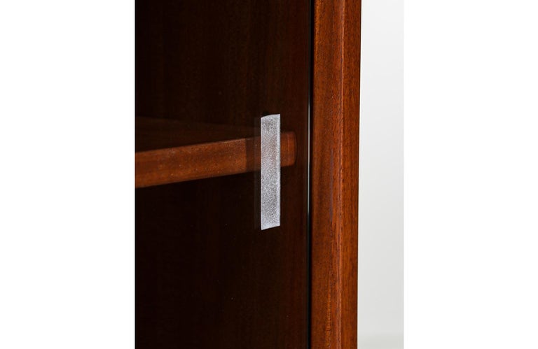 Mid-Century Modern Walnut and Glass Bookcase at 1stDibs