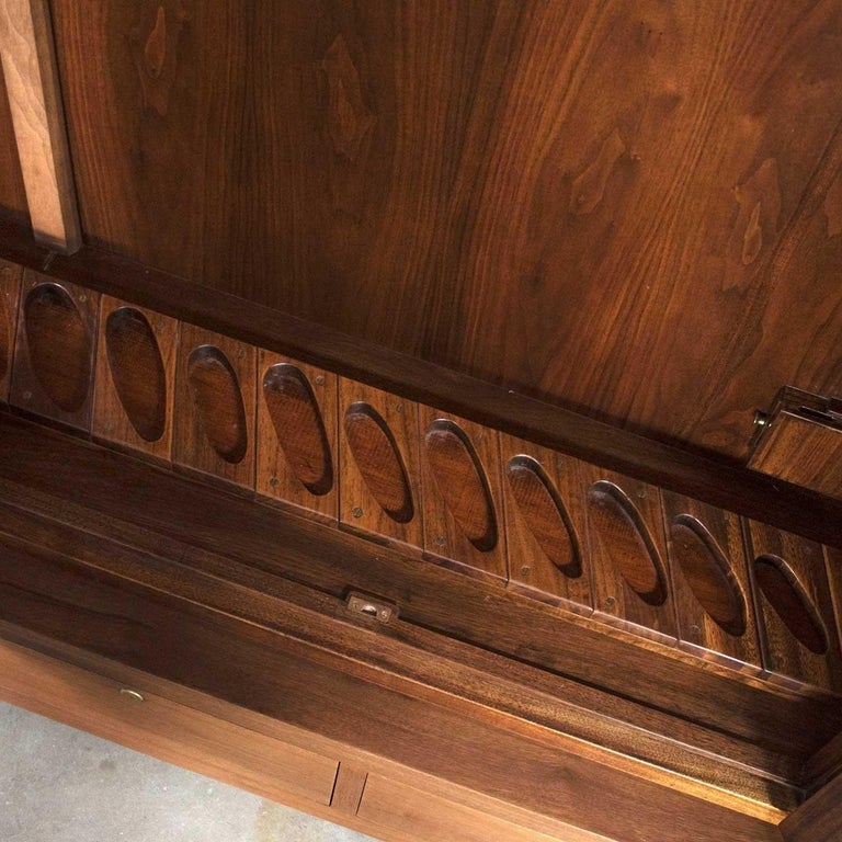 Mid-Century Modern Walnut Gun Cabinet with Brass Sabots at 1stDibs ...