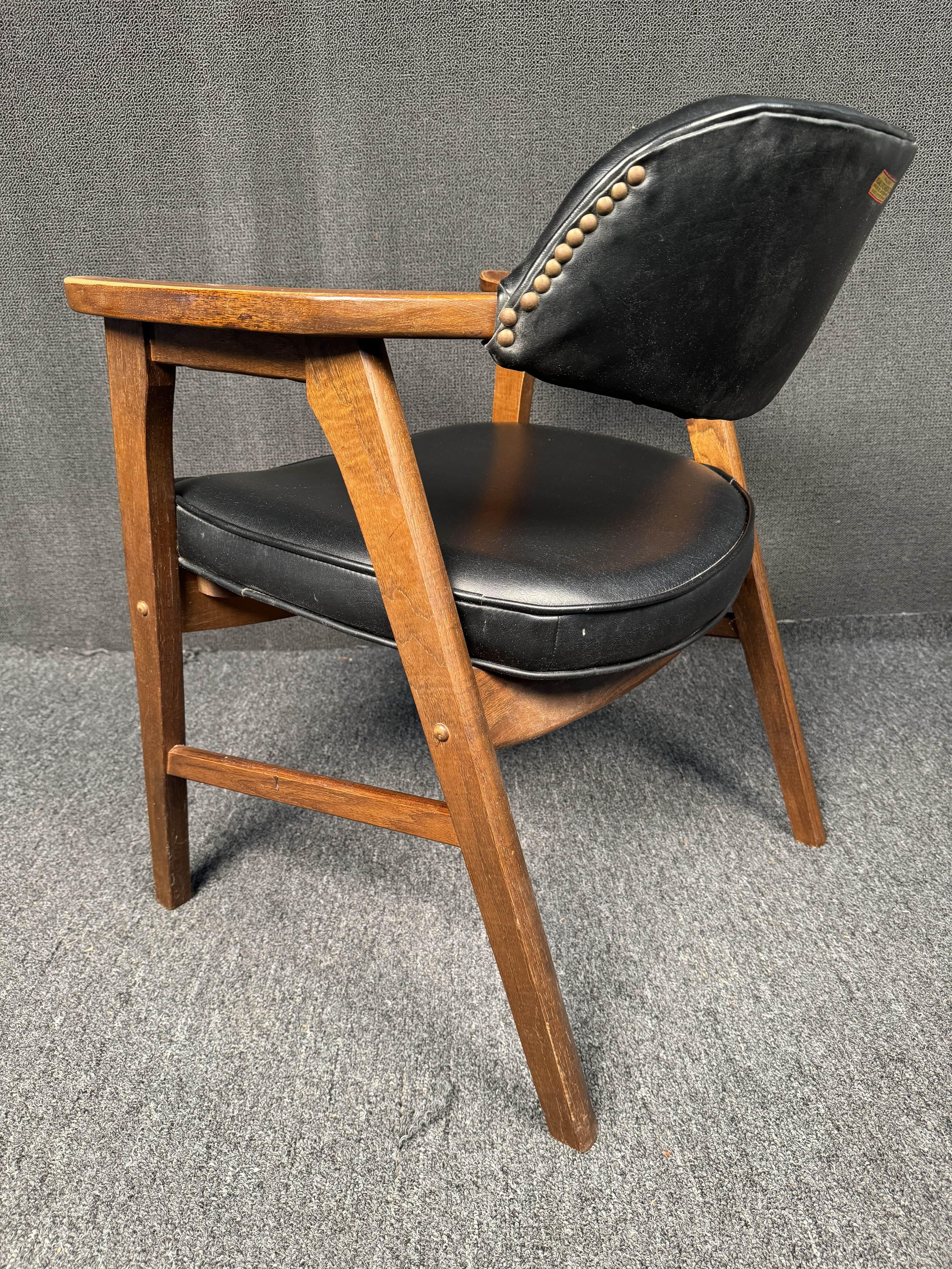 Mid-Century Modern Walnut Gunlocke Style Armchairs For Sale at 1stDibs