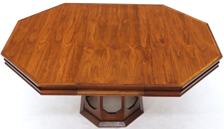 Mid-Century Modern Walnut Hexagon Dining Table For Sale at 1stDibs