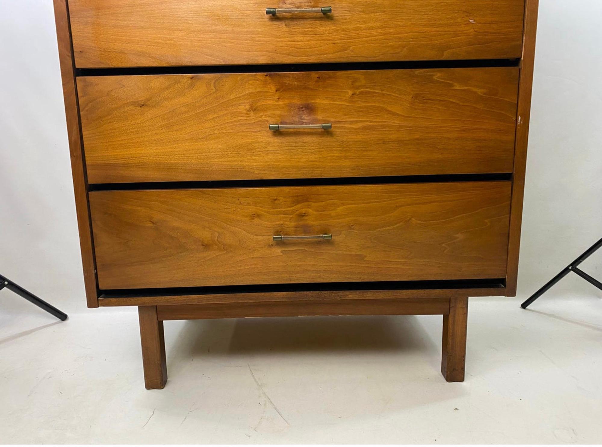Mid-Century Modern Walnut HighBoy Dresser For Sale at 1stDibs