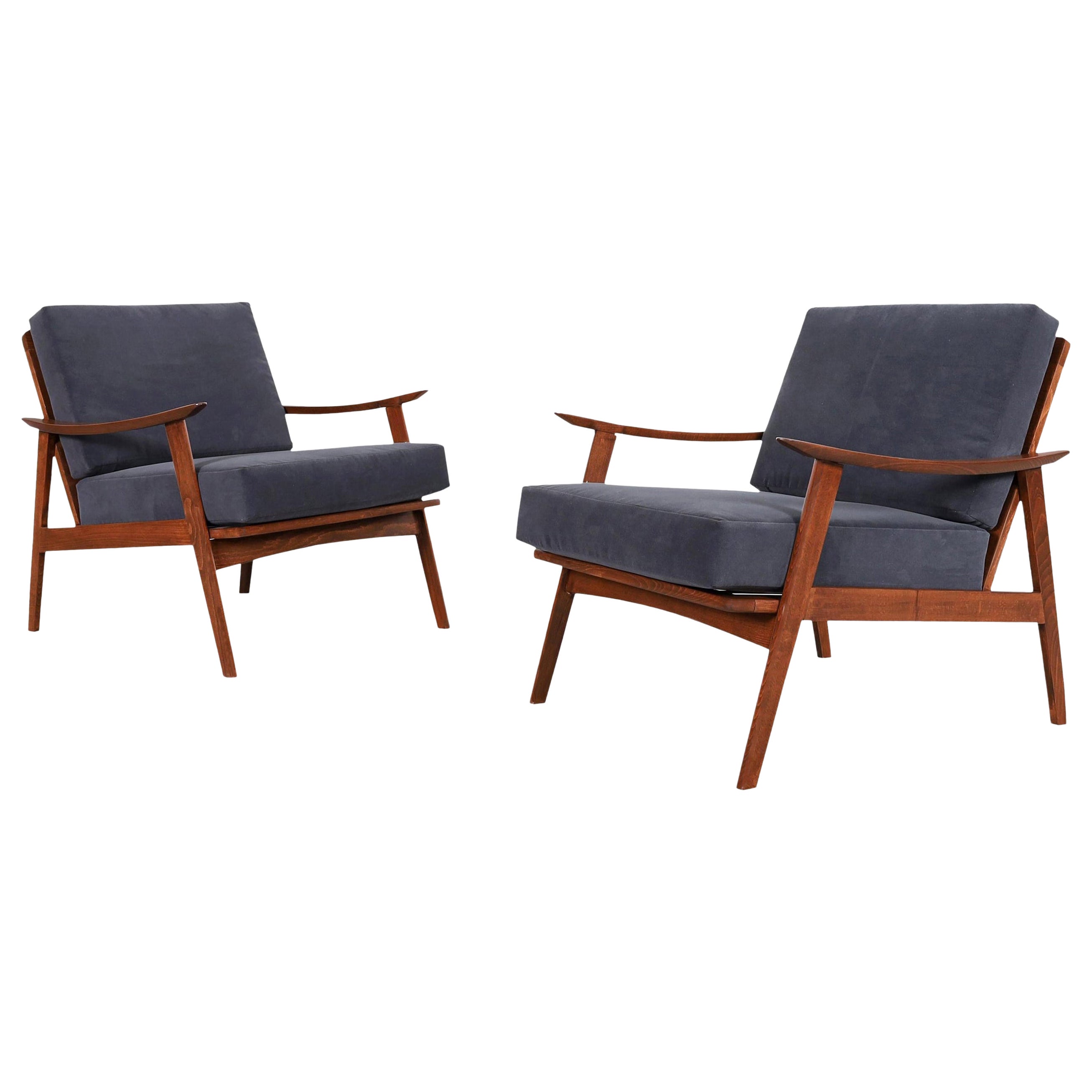 Mid Century Modern Jack Cartwright Founders Furn. Leather Walnut Lounge ...