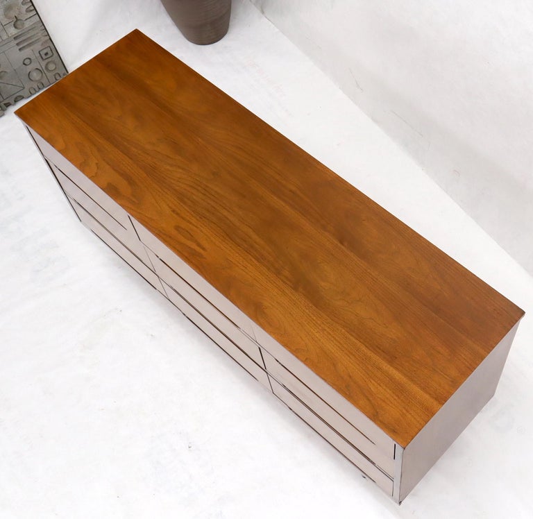 Mid-Century Modern Walnut Nine Drawers Dresser Credenza on Cone Shape ...