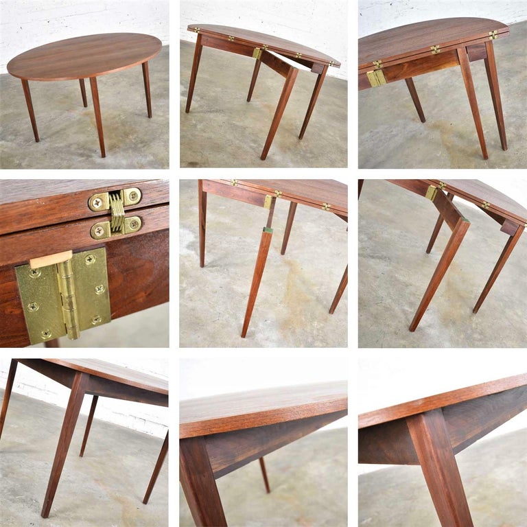 Mid-Century Modern Walnut Round Flip Top or Folding Dining Table to ...