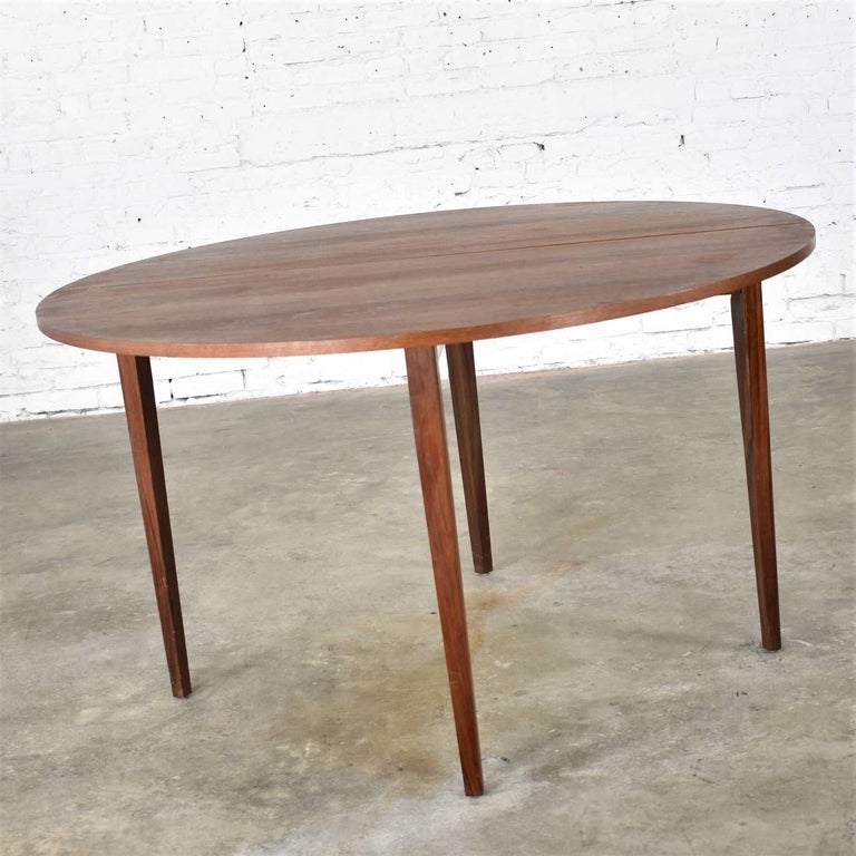 Mid-Century Modern Walnut Round Flip Top or Folding Dining Table to ...