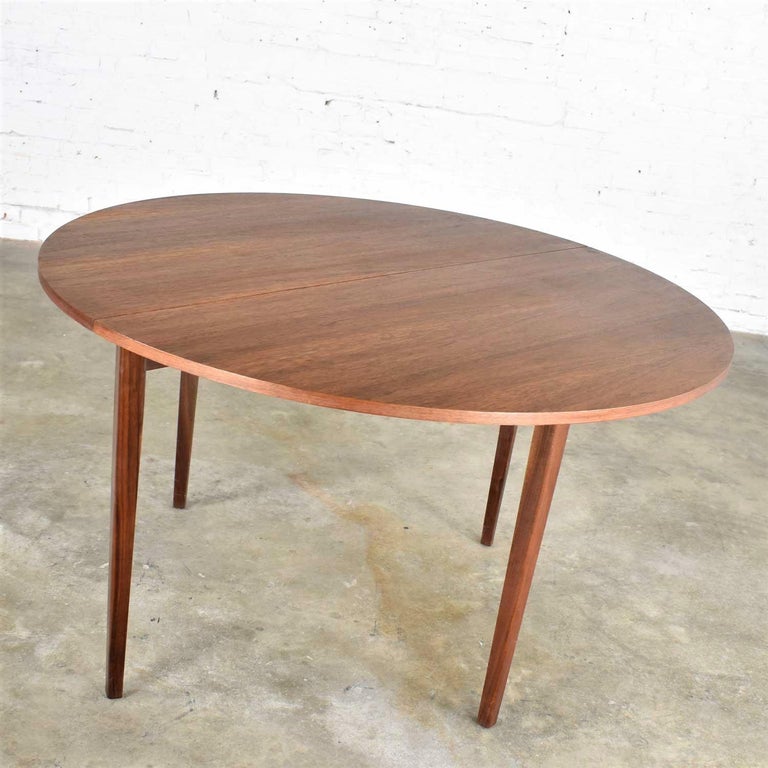 Mid-Century Modern Walnut Round Flip Top or Folding Dining Table to ...