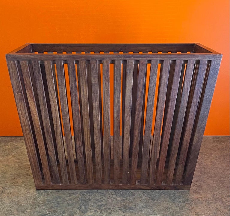 Mid-Century Modern Walnut Slat Magazine Holder For Sale at 1stDibs