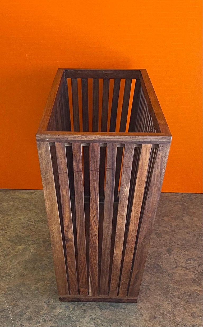 Mid-Century Modern Walnut Slat Magazine Holder For Sale at 1stDibs