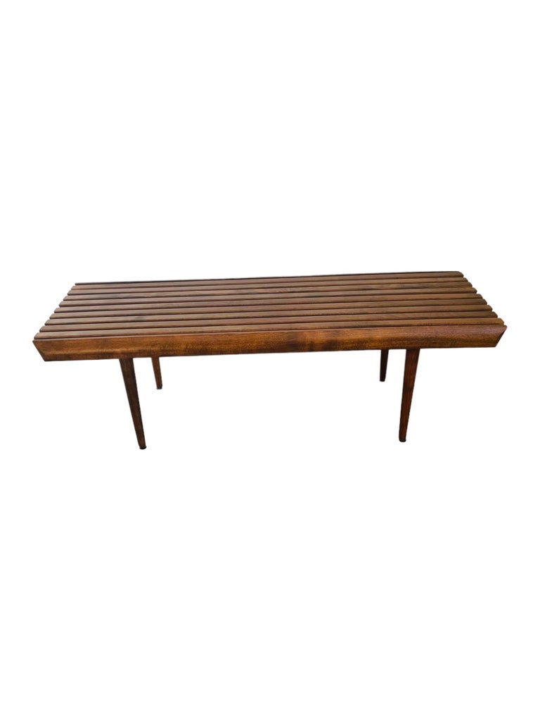 Mid-Century Modern Walnut Slatted Bench / Coffee Table For Sale at 1stDibs