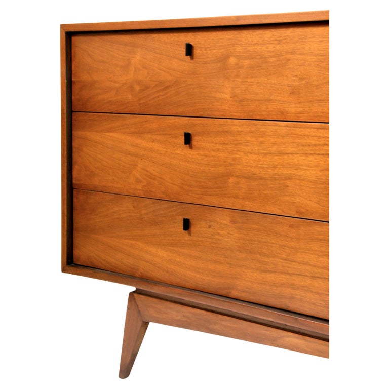 Mid-Century Modern Walnut Triple Dresser at 1stDibs