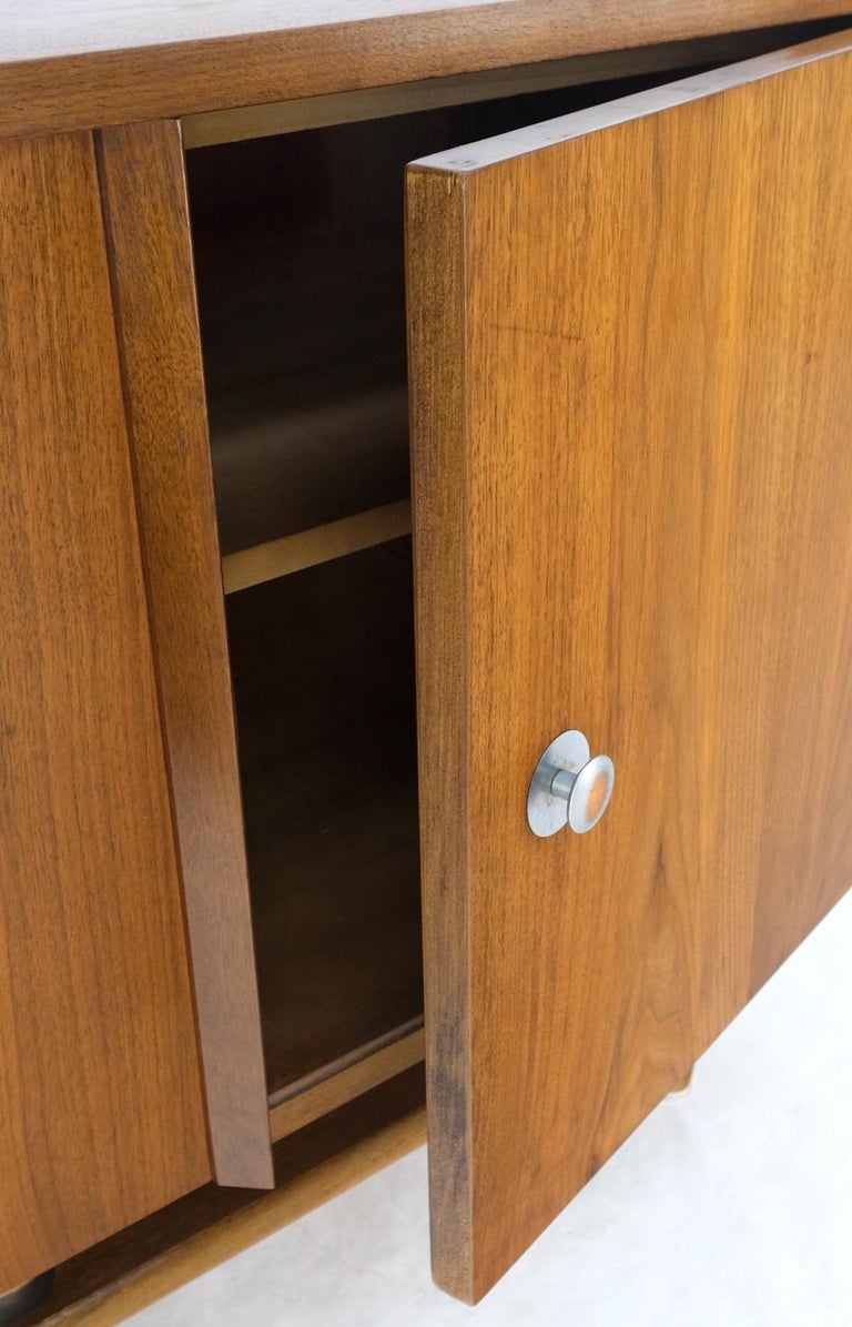 Mid-Century Modern Walnut Two Doors Floating Base Small Petit Credenza ...