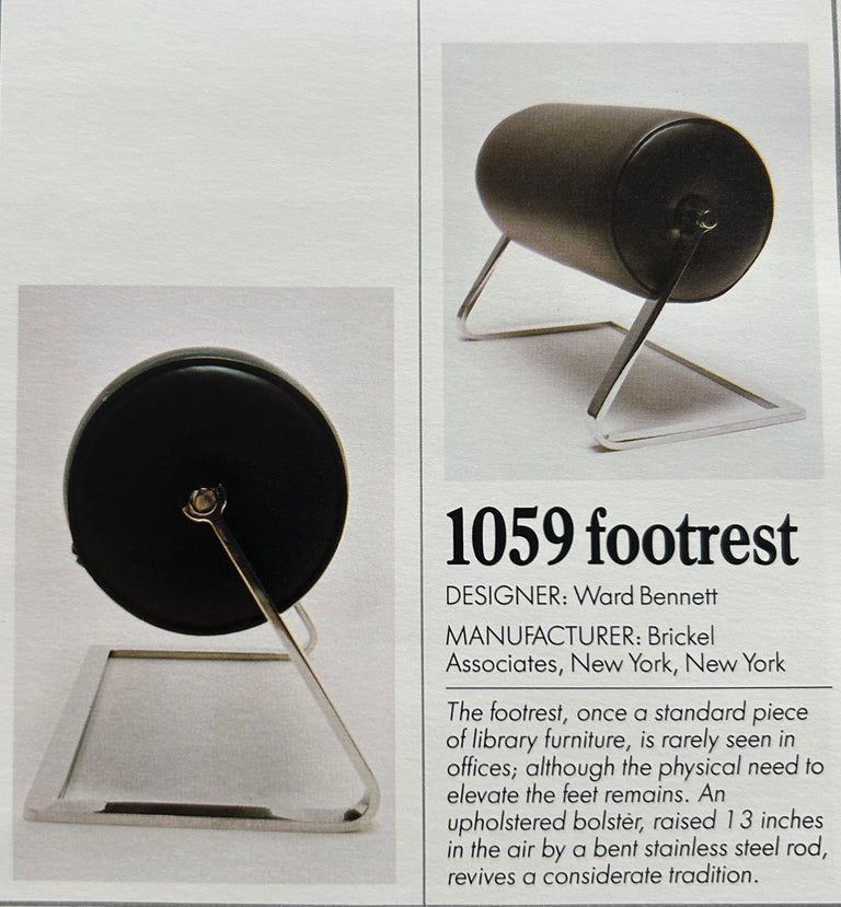 Mid century modern Ward Bennett tan leather chrome footrest stool 1059 ...