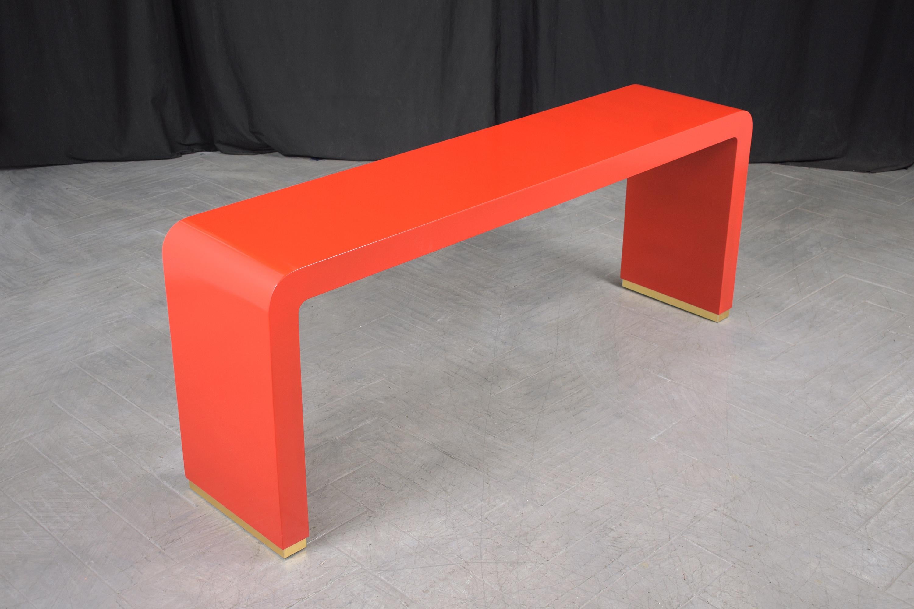 Mid-Century Modern Waterfall Console Table at 1stDibs