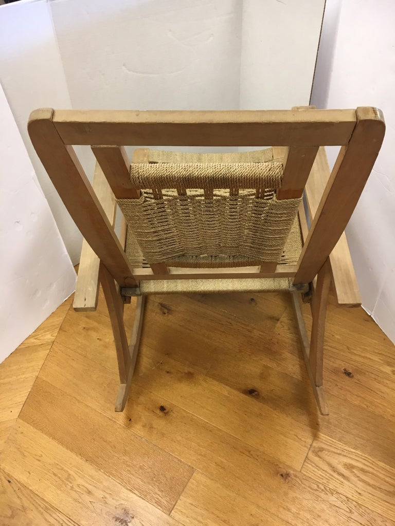 Mid-Century Modern Rope Rocking Chair Rocker For Sale at 1stDibs
