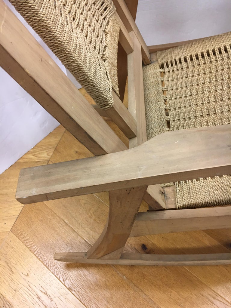 Mid-Century Modern Rope Rocking Chair Rocker For Sale at 1stDibs