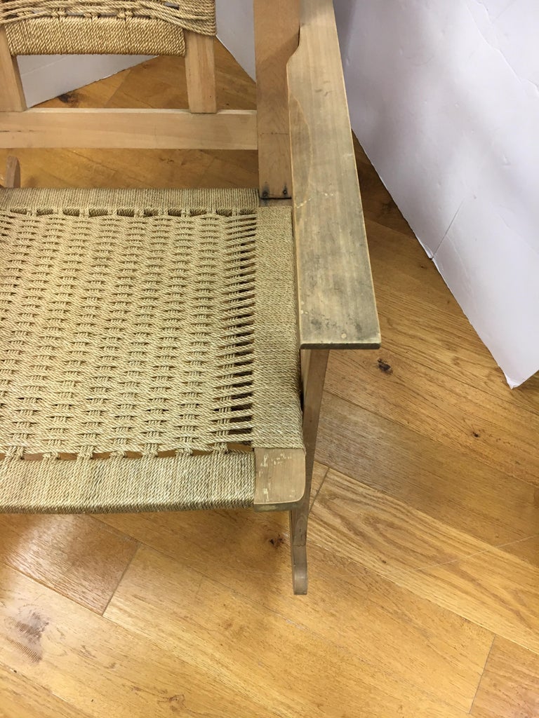 Mid-Century Modern Rope Rocking Chair Rocker For Sale at 1stDibs