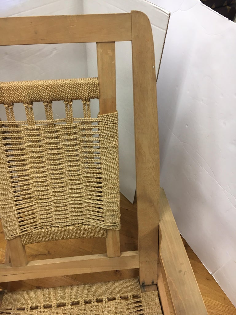 Mid-Century Modern Rope Rocking Chair Rocker For Sale at 1stDibs