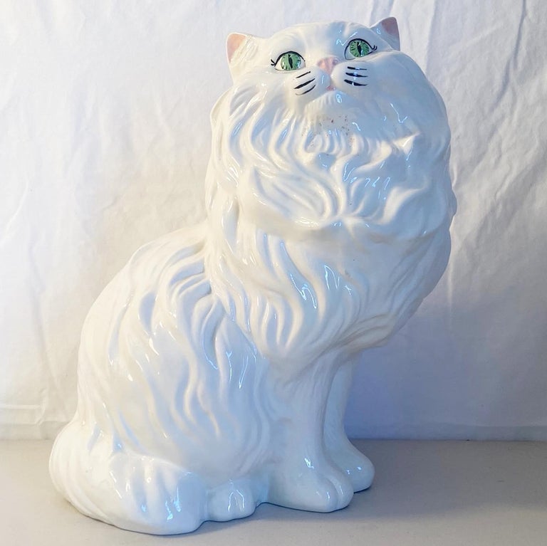 Mid-Century Modern White Ceramic Cat Sculpture at 1stDibs | vintage ...