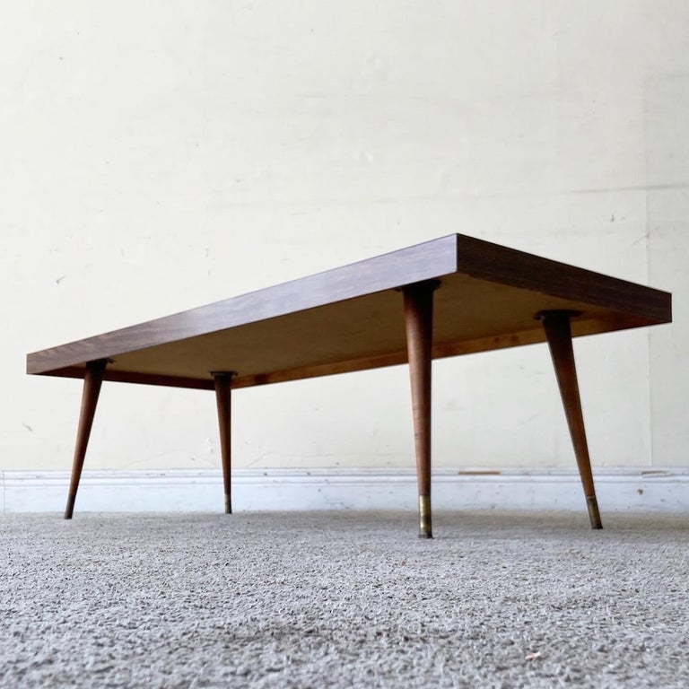 Mid-Century Modern White Laminate Top Rectangular Coffee Table For Sale ...