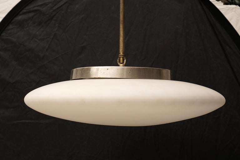 Mid-Century Modern White Opaque Saucer Pendant Light at 1stDibs | mid ...