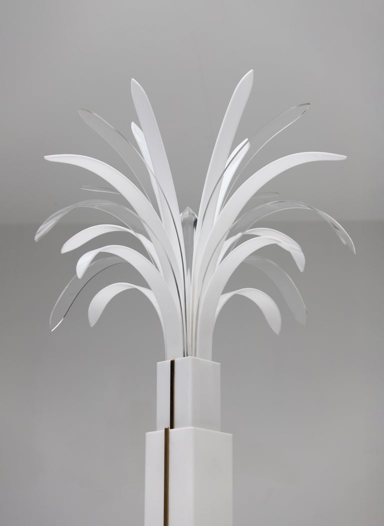 Mid-Century Modern White Palmtree Floor Lamp in Perspex by Theo ...