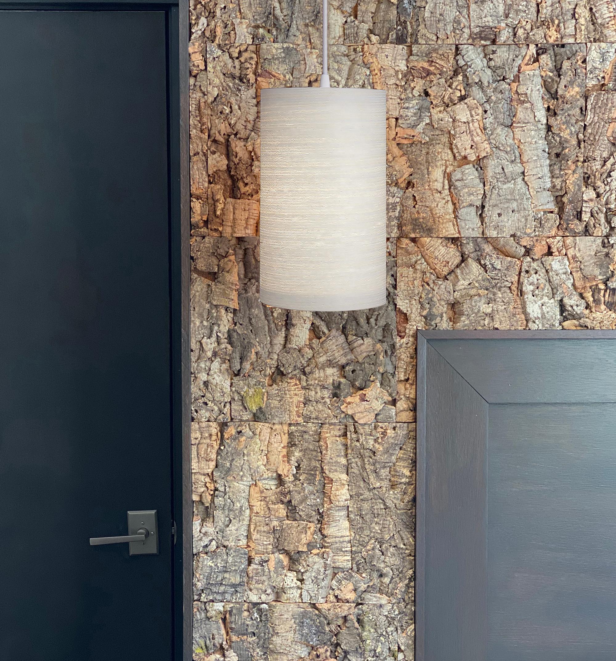 Mid-Century Modern White Wood Veneer 6" Pendant For Sale at 1stDibs