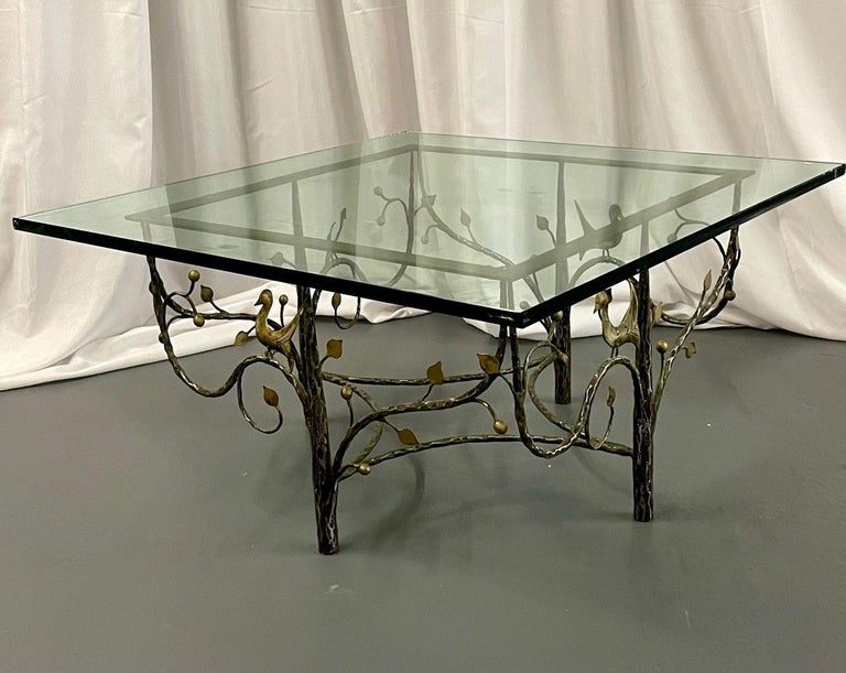 Mid-Century Modern William Switzer Square Coffee Table, Bronze, Glass ...