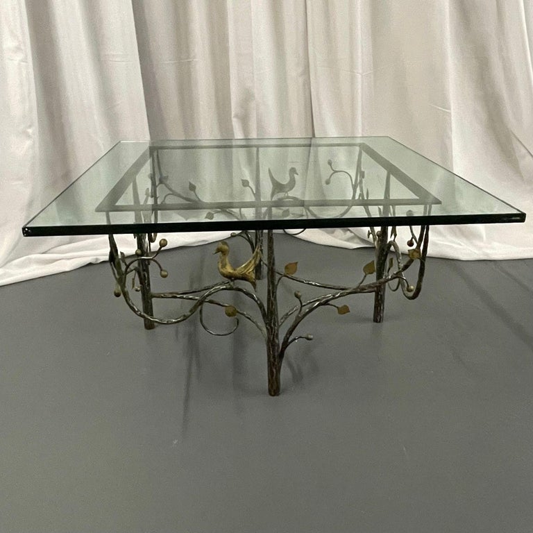 Mid-Century Modern William Switzer Square Coffee Table, Bronze, Glass ...