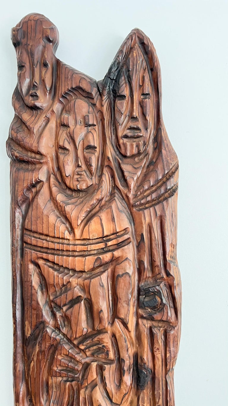 Mid Century Modern Witco Wise Men Sculpted Wood Art For Sale at 1stDibs
