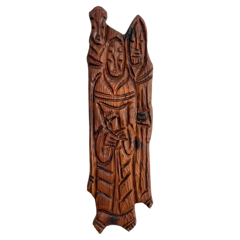 Mid Century Modern Witco Wise Men Sculpted Wood Art For Sale at 1stDibs