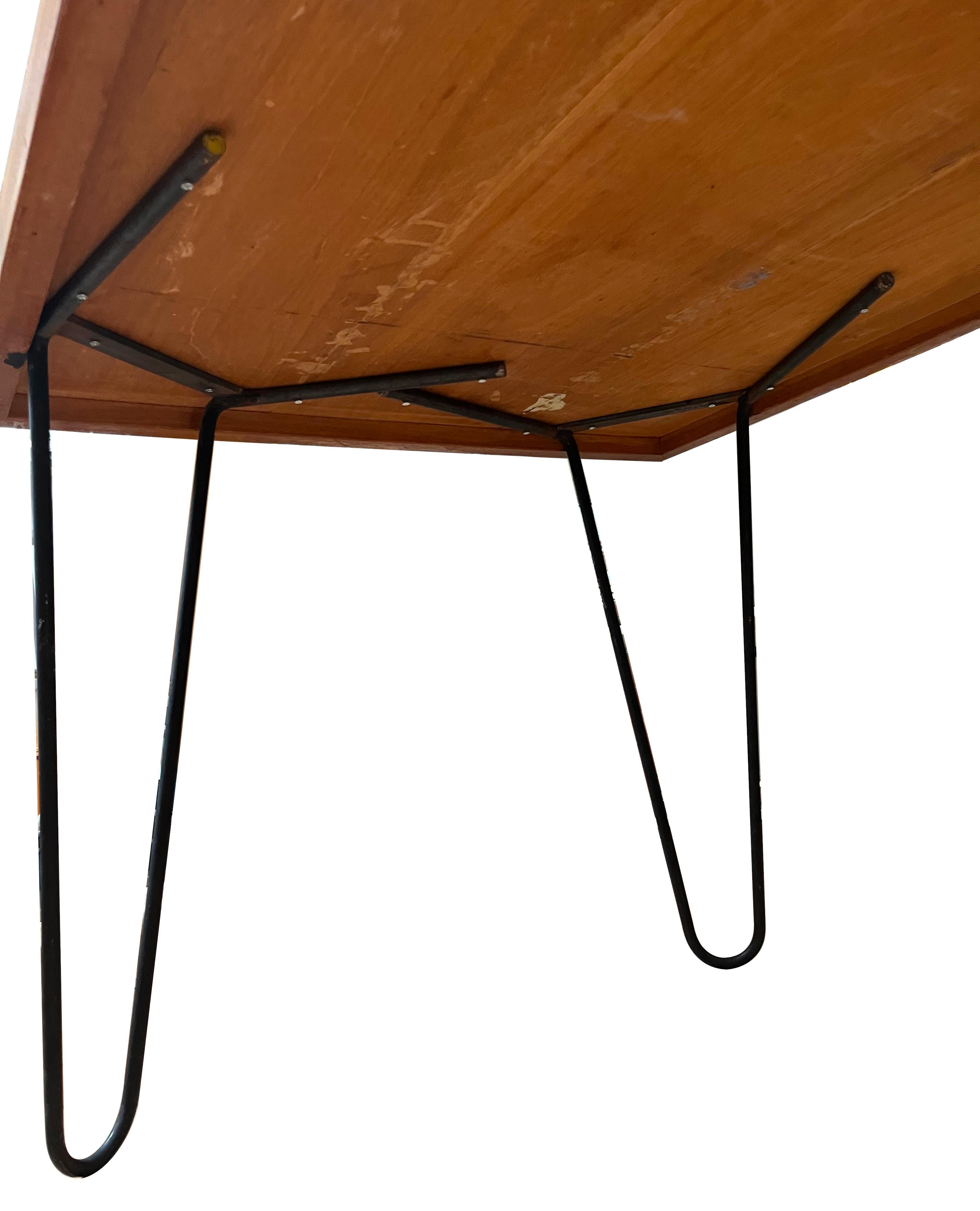 Mid-Century Modern Wood and Iron Dining Table, Attributed to Luther ...