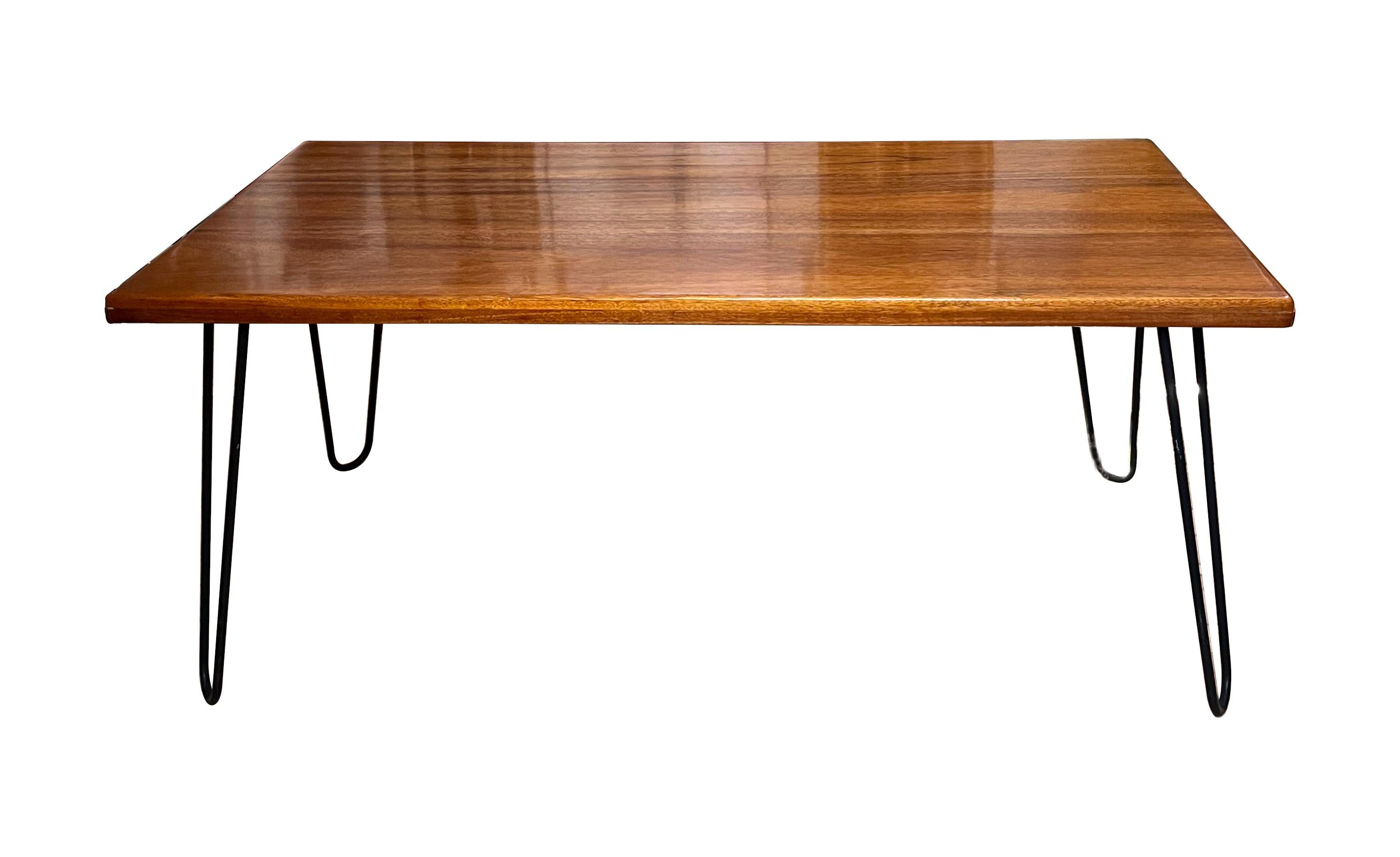 Mid-Century Modern Wood and Iron Dining Table, Attributed to Luther ...
