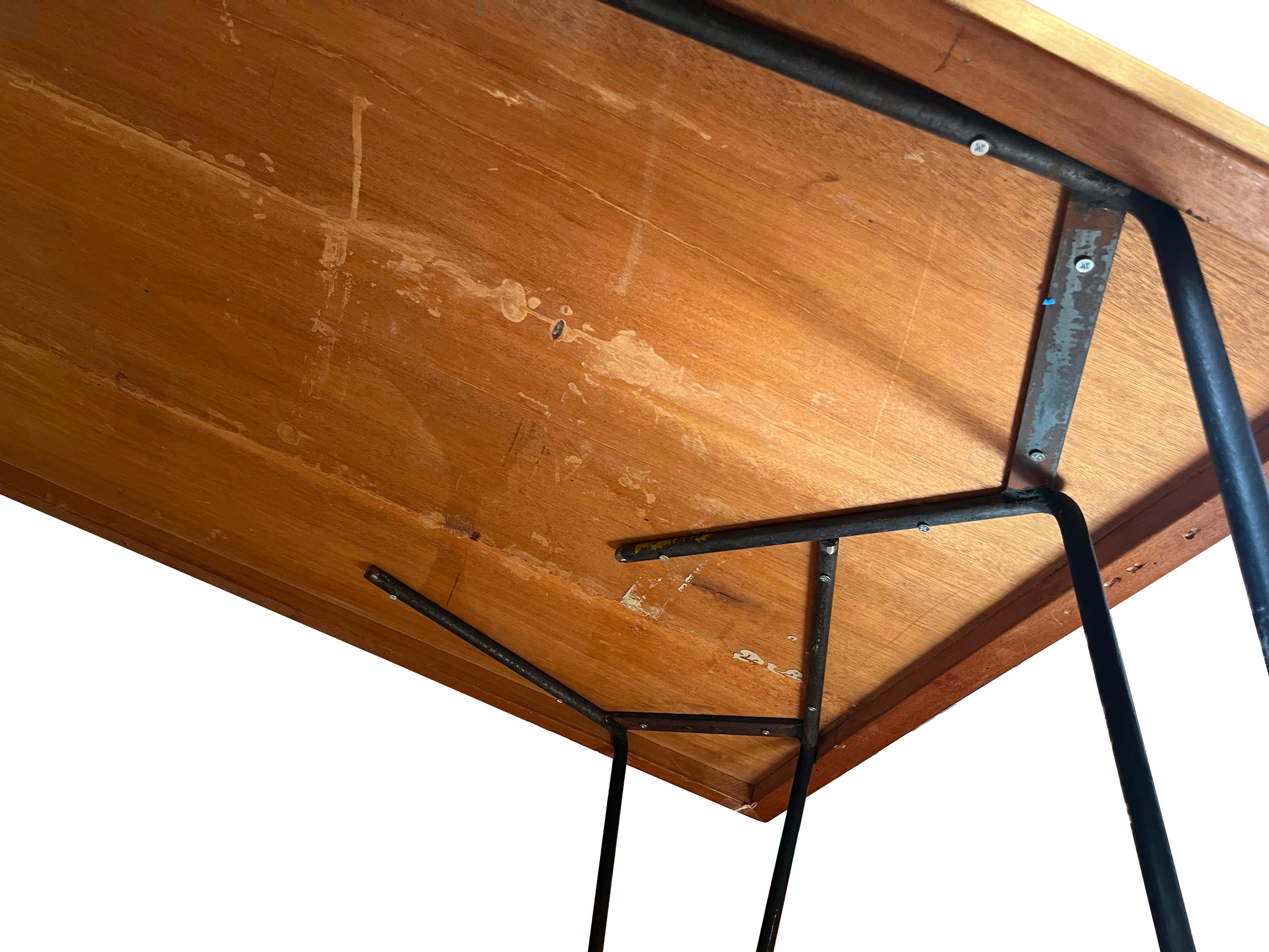 Mid-Century Modern Wood and Iron Dining Table, Attributed to Luther ...